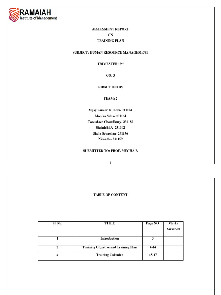 HRM TRAINING PLAN TEAM 2 Final | PDF | Surveying | Project Management