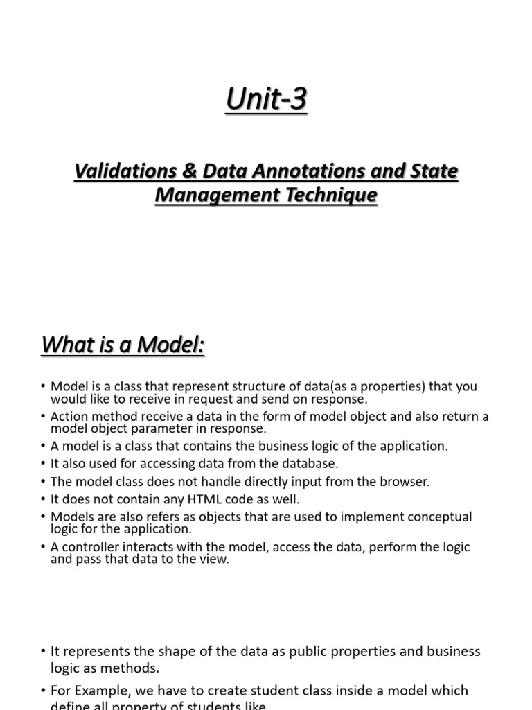 Unit-3 (Model Validation and Annotation) | PDF | Entity Framework | Conceptual Model