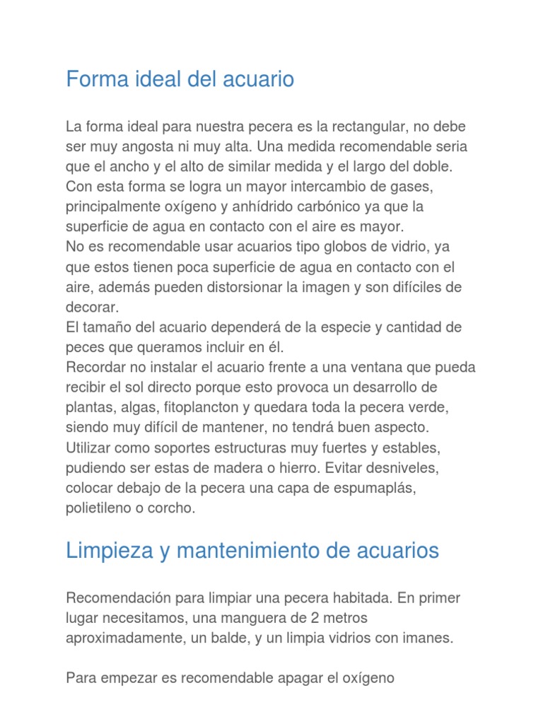 Formas y cuidados del acuario ideal | PDF | Acuario | Pescado