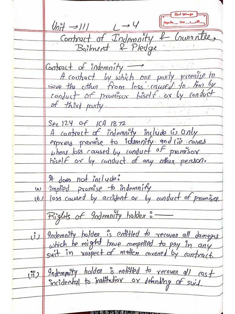 Contract of Indemnity and Guarantee | PDF