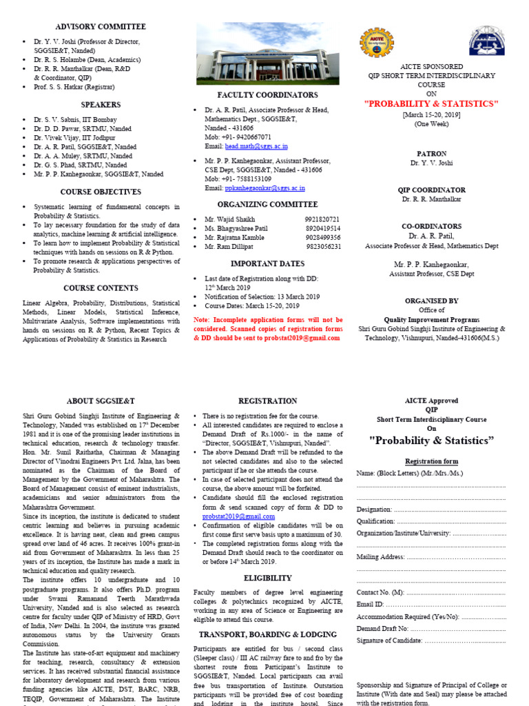 Probability Statistics Brochure | PDF | Statistics | Science
