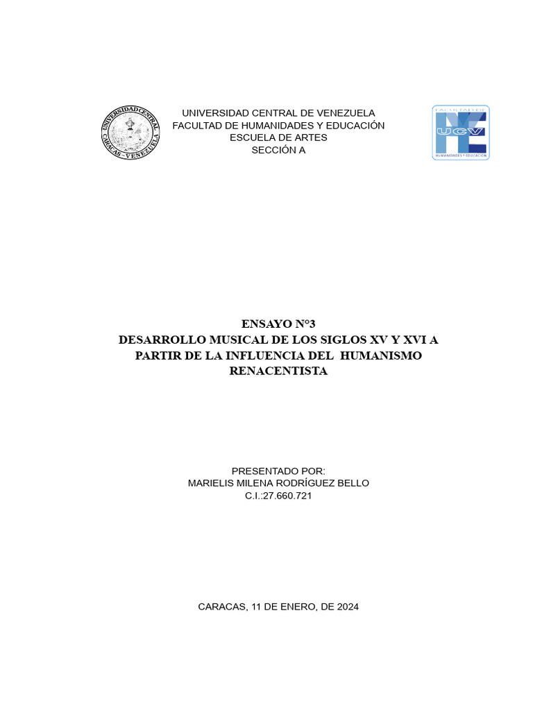 Ensayo N°3 - Teoría y Épocas de La Música | PDF | Renacimiento | Iglesia cristiana