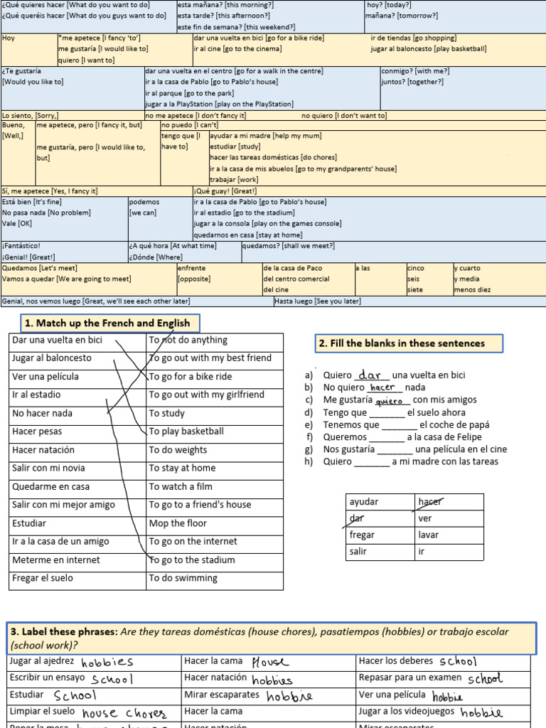 Spanish Sentence Builder With Activities | PDF