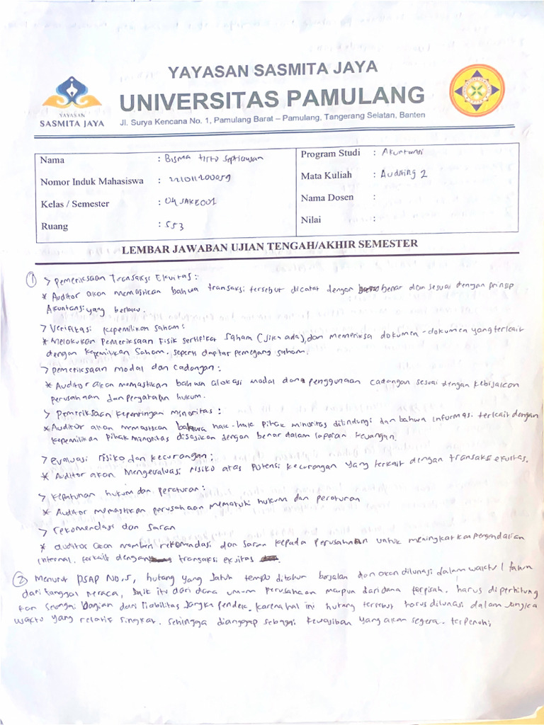 Uts - Auditing 2 | PDF