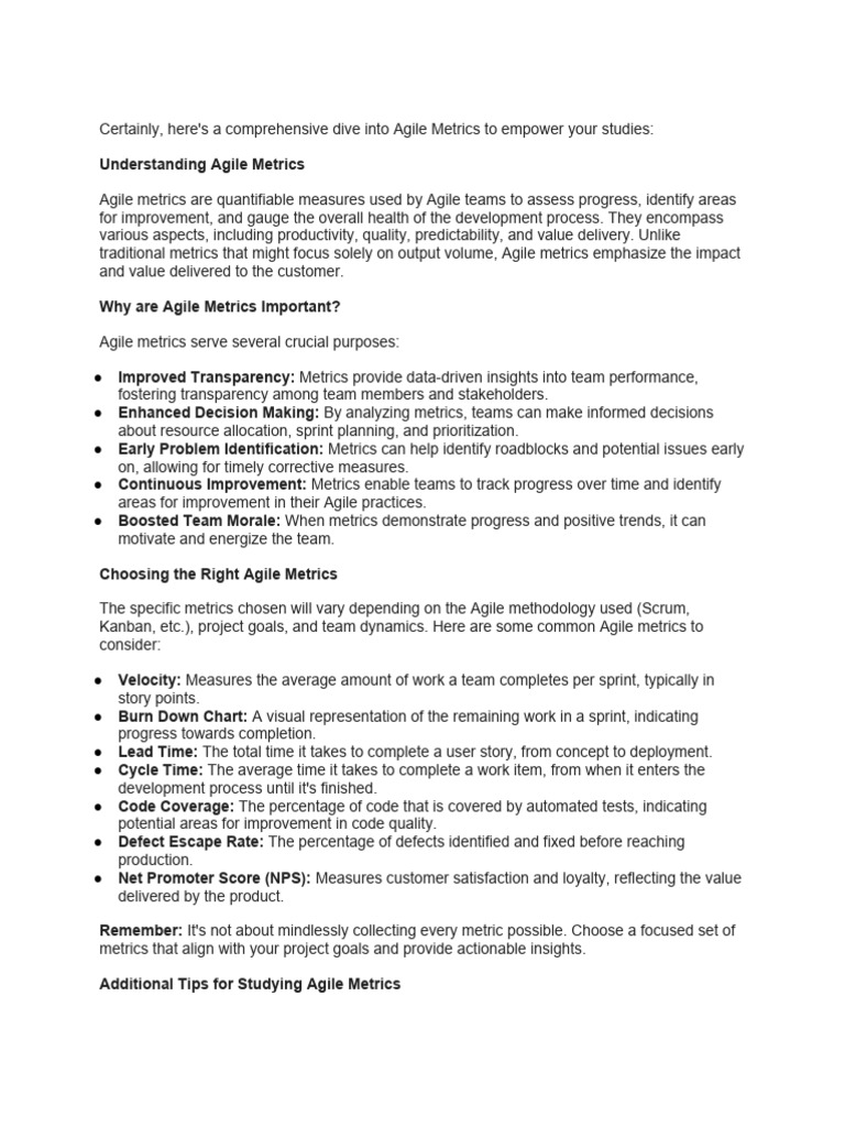 Give Me Details Information For Study About Agil.. | PDF | Performance Indicator | Agile ...