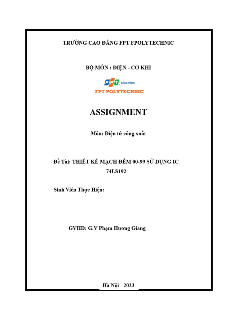 Assignment: Trường Cao Đẳng Fpt Fpolytechnic | PDF