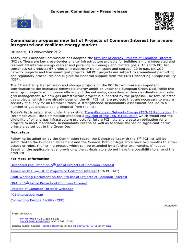 Commission Proposes New List of Projects of Common Interest For A More ...
