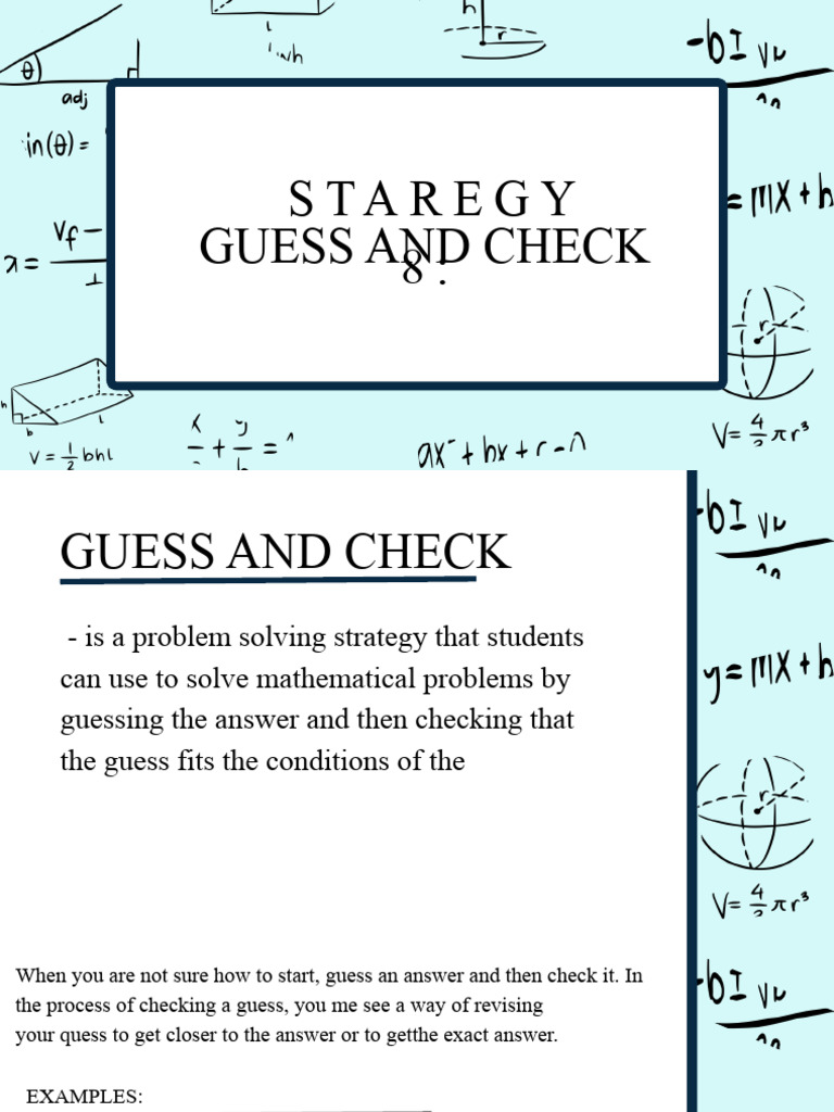 Math Problem Solving: Guess and Check Strategy | PDF | Applied Mathematics | Mathematics