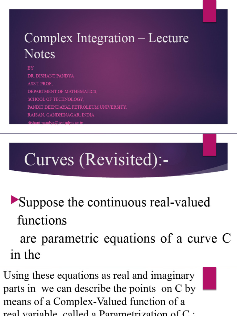 Complex Integration Lecture Notes | PDF | Integral | Curve
