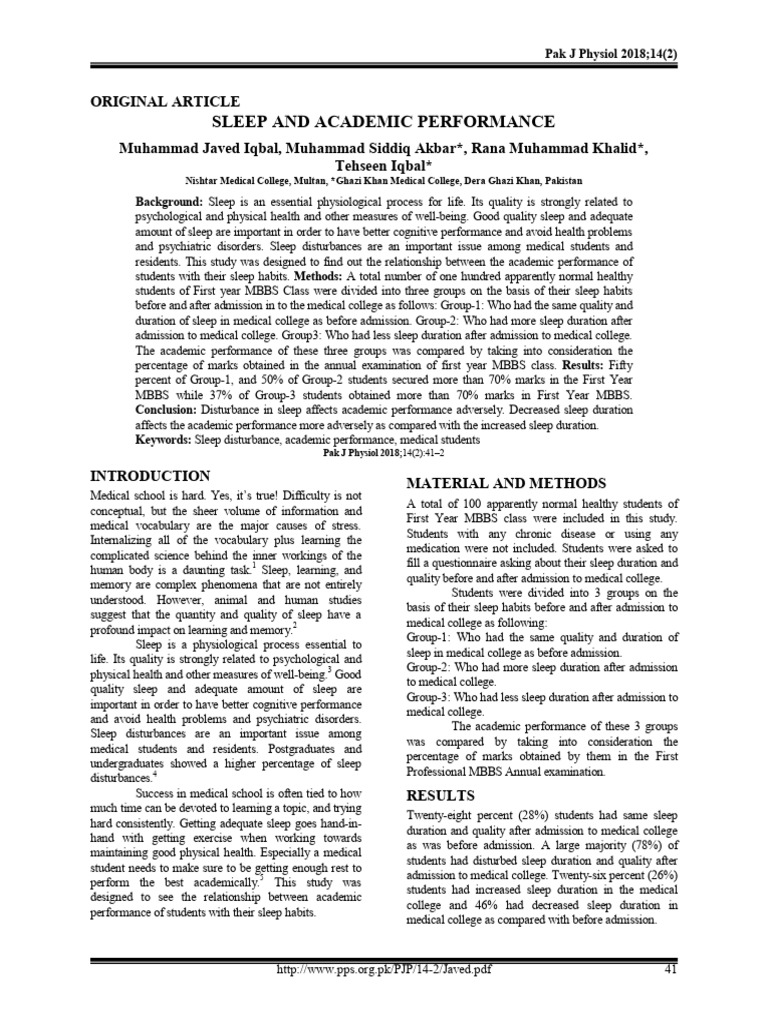 Sleep_and_Academic_Performance | PDF | Sleep | Medical School