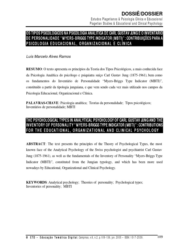 Tipos Psicológicos | PDF | Extroversão e introversão | Ciência cognitiva