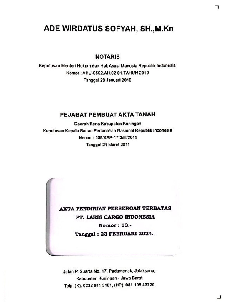 Salinan PT. Laris Cargo Indonesia | PDF