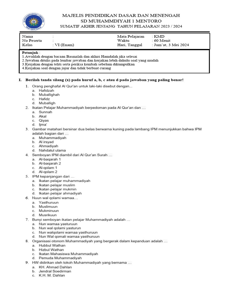 Kop Saj KMD KLS 6 | PDF | Agama & Spiritualitas