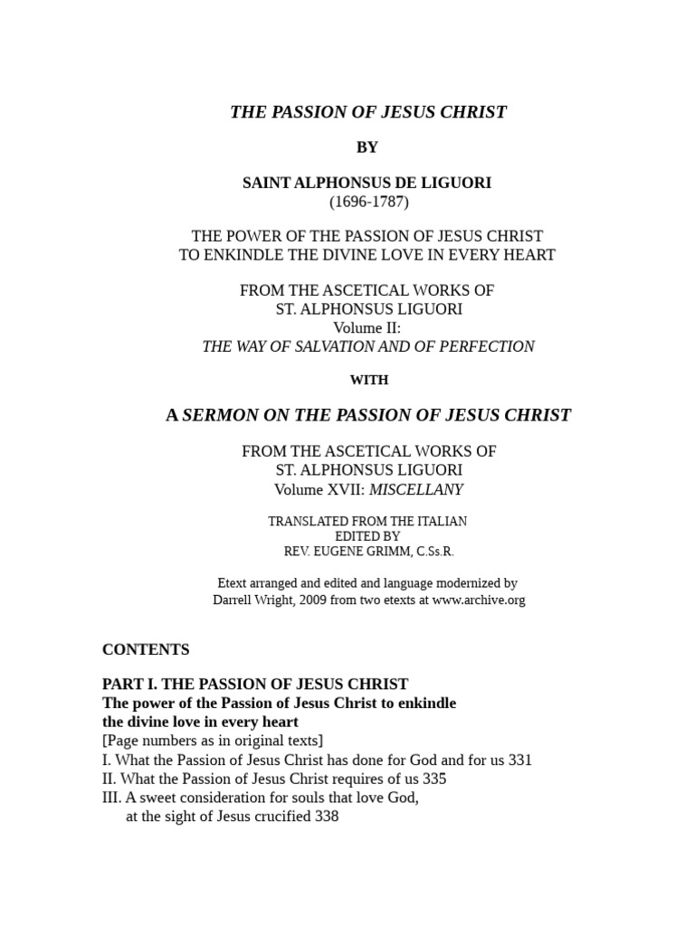 Alphonsus On The Passion of Christ | PDF | Jesus | Crucifixion Of Jesus