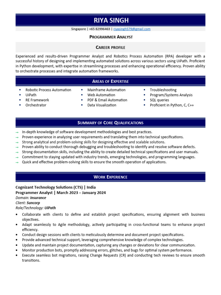 Riya-Singh Resume P | PDF | Software Development Process | Automation