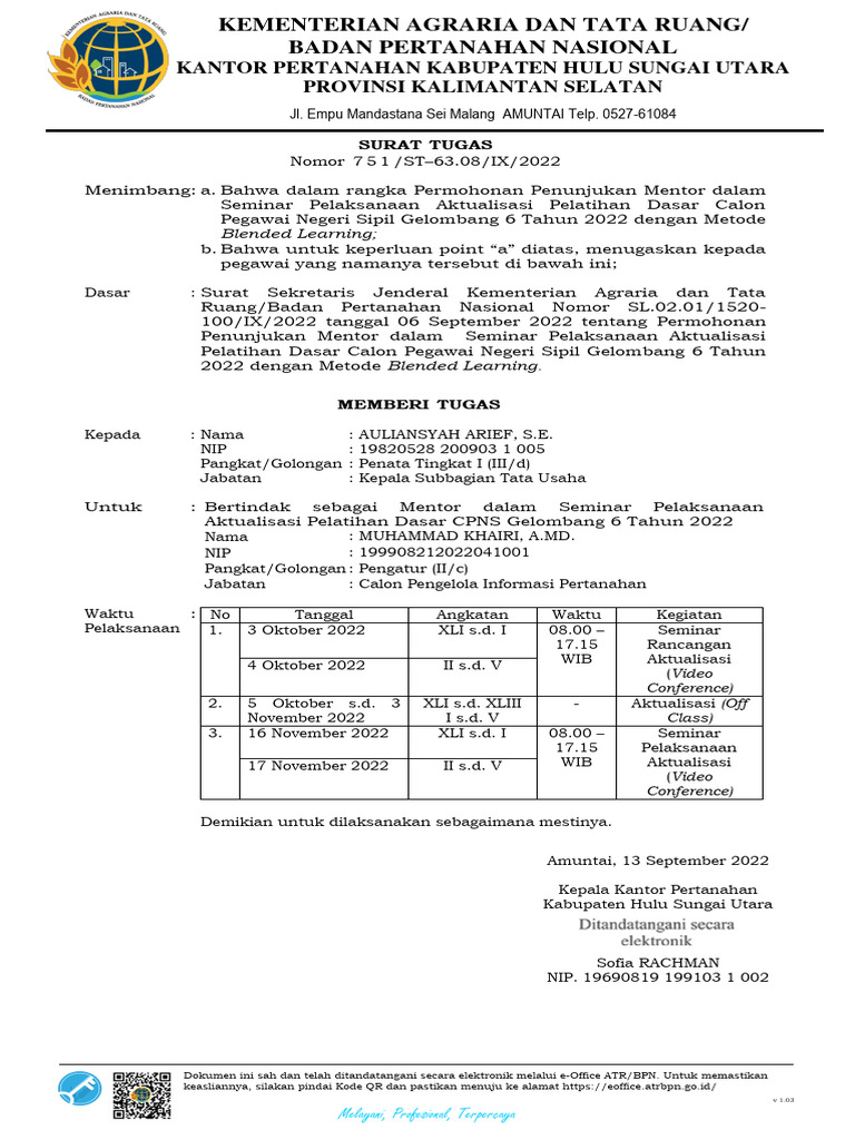 Surat Tugas Nomor 751 | PDF