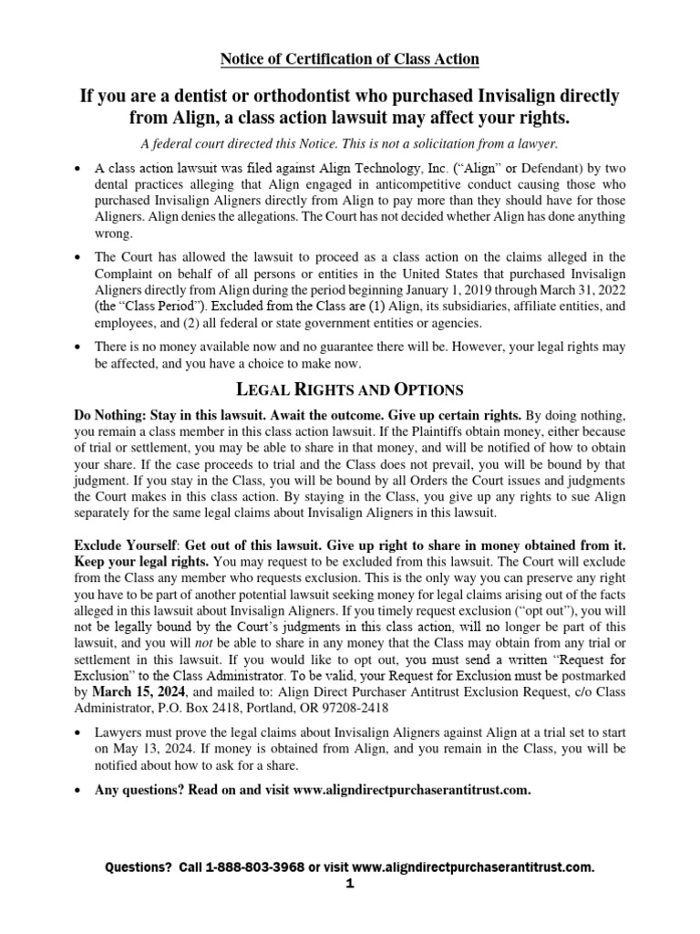 Notice | PDF | Lawsuit | Class Action