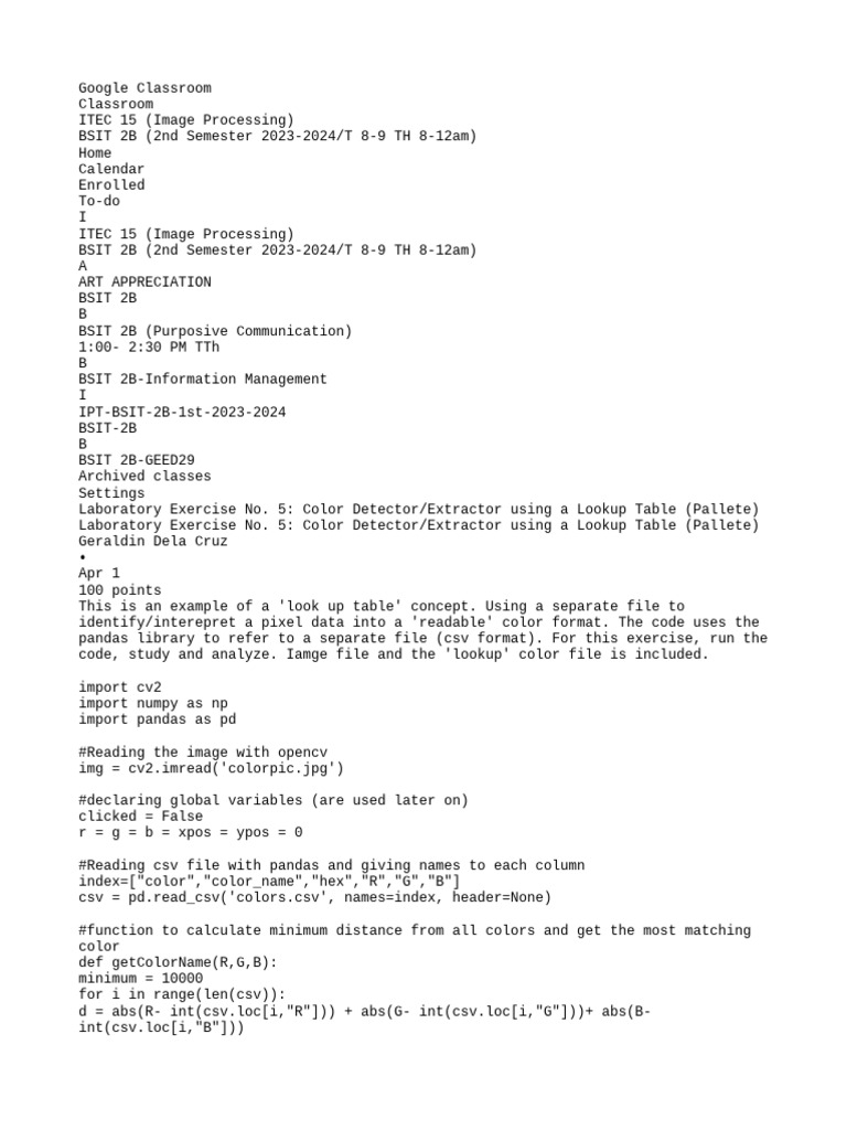 Pallete Gclass Code | PDF | Comma Separated Values | Computer Science
