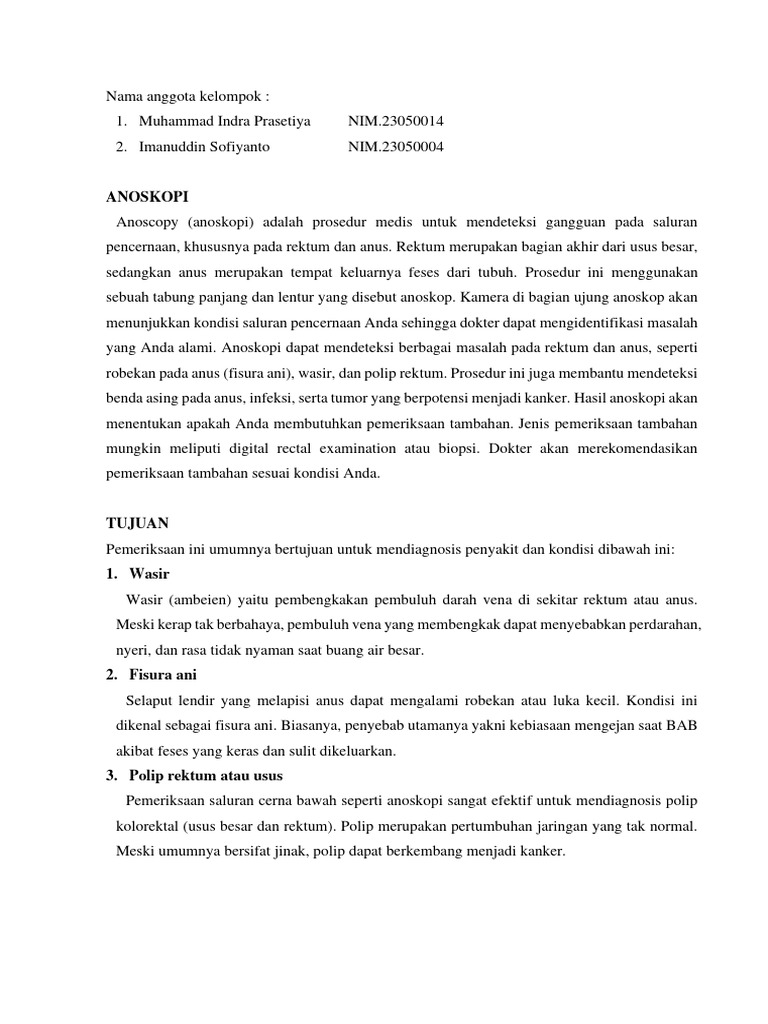 Tugas Bu Puji Pemeriksaan Anus&Rektum | PDF | Sains & Matematika
