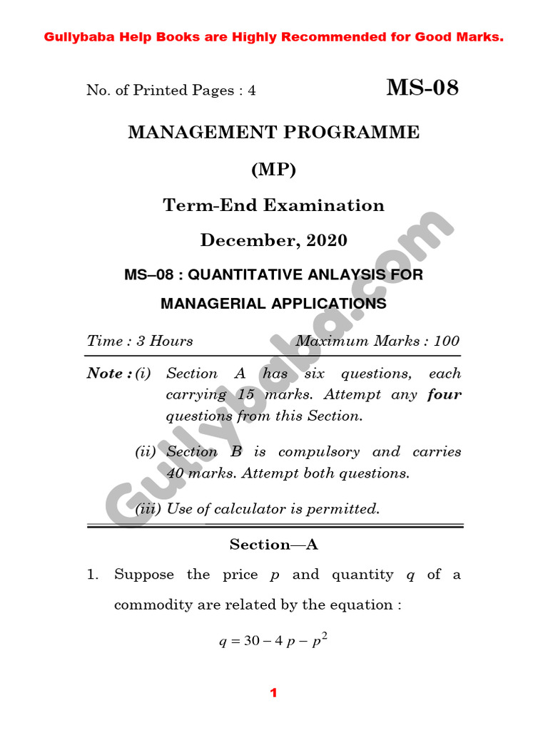 MBA MS 08 English December 2020 | PDF | Statistics | Statistical Theory