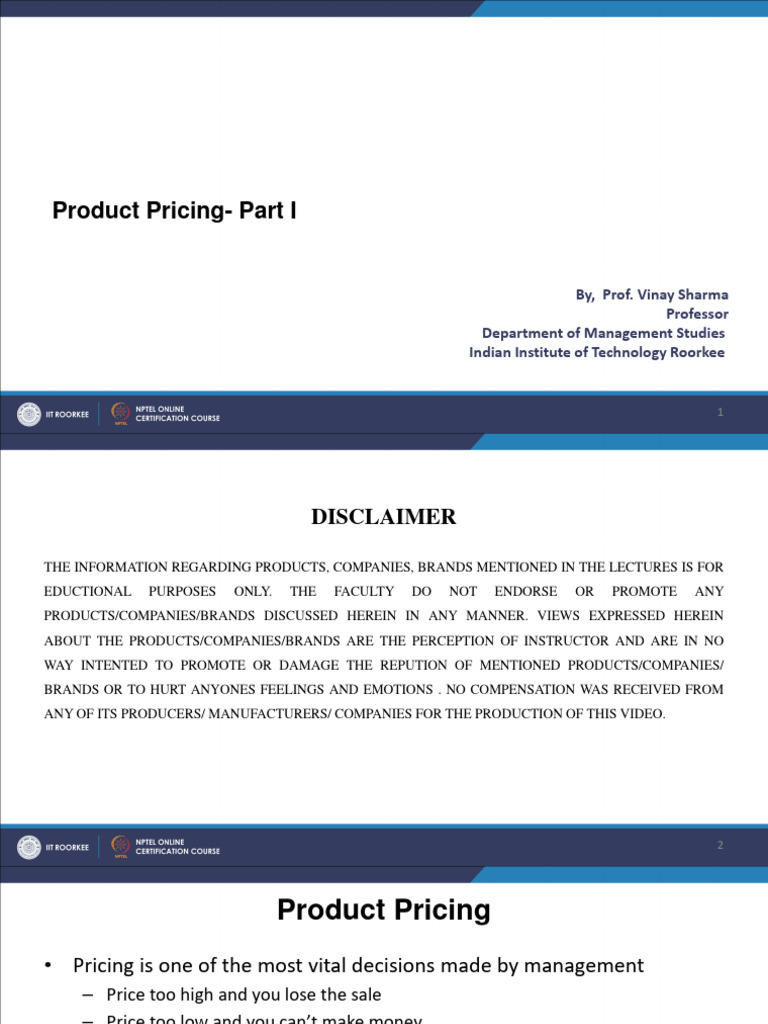 Lecture 26 - Week6 | Download Free PDF | Pricing | Marketing