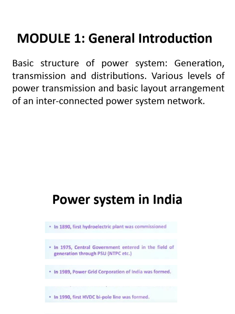 MODULE 1: General Introduction | PDF | Electrical Grid | Electric Power Transmission
