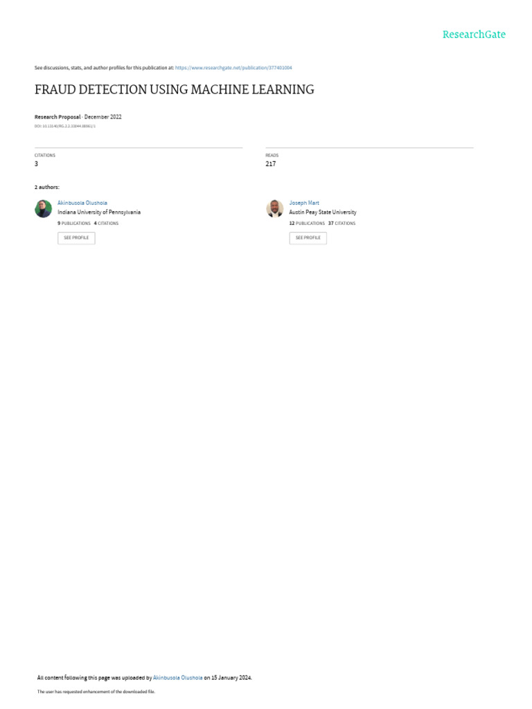 Fraud Detection Using Machine Learning V 2 Pdf Machine Learning Deep Learning