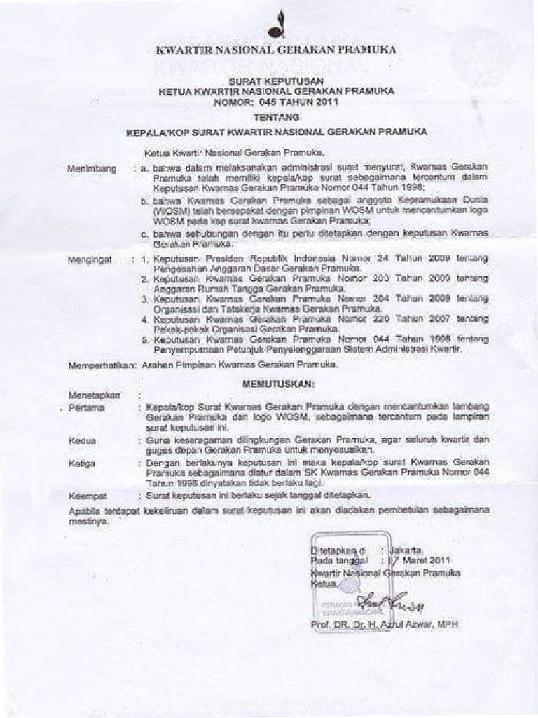 SK Kwarnas Nomor 45 Tahun 2011 - KOP SURAT | PDF