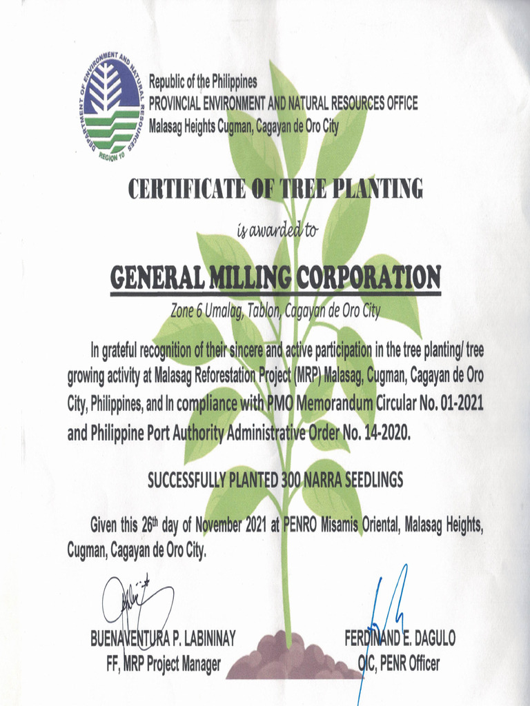 Certificate of Tree Planting | PDF