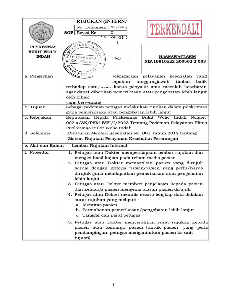 Sop Rujukan Internal | PDF