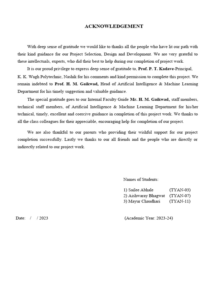 Academic Project Acknowledgement | PDF | Art