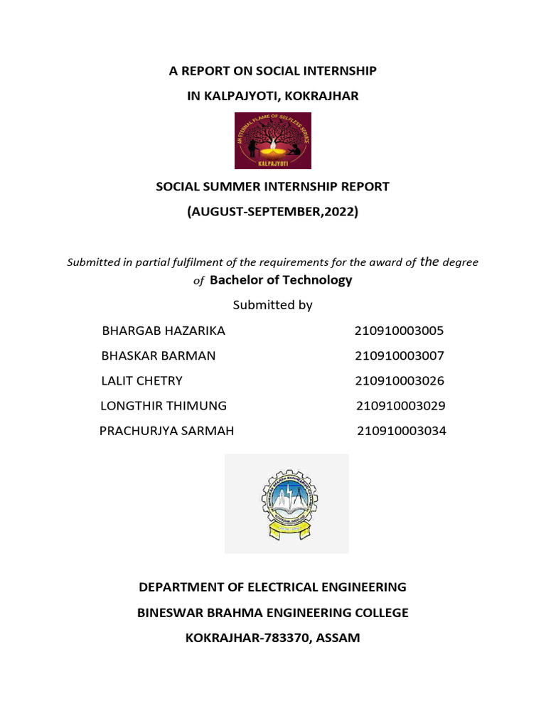 B.Tech Social Internship Report | PDF | Non Governmental Organization