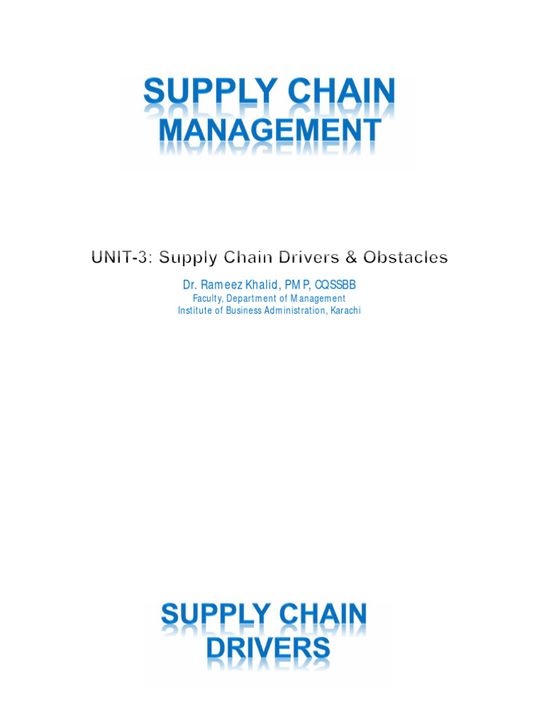 Unit03 - Drivers and Obstacles | PDF | Supply Chain | Inventory