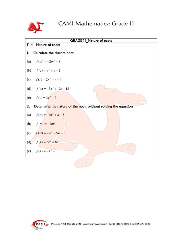 GRADE 11 - Nature of Roots | PDF | Teaching Methods & Materials