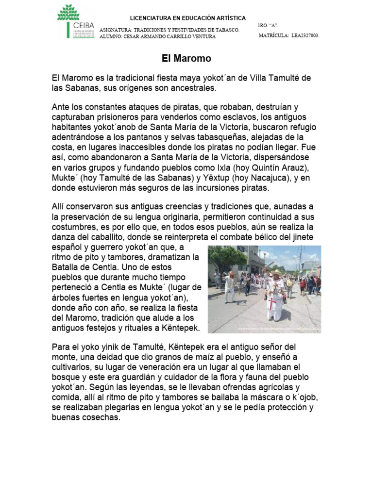 Fiesta del Maromo en Tamulté de Sabanas | PDF