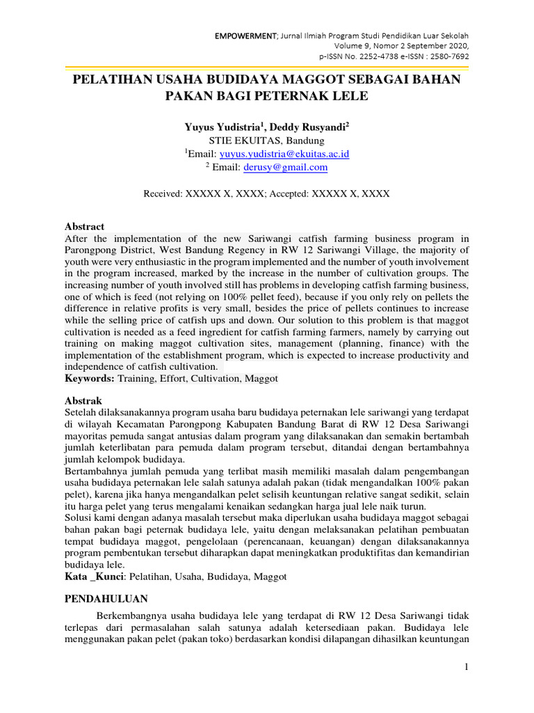 Budidaya Maggot Yuyus Yudistria Dan Deddy | PDF