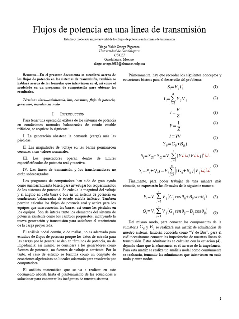 Proyecto 2 Redes | PDF | Ingenieria Eléctrica | Ecuaciones