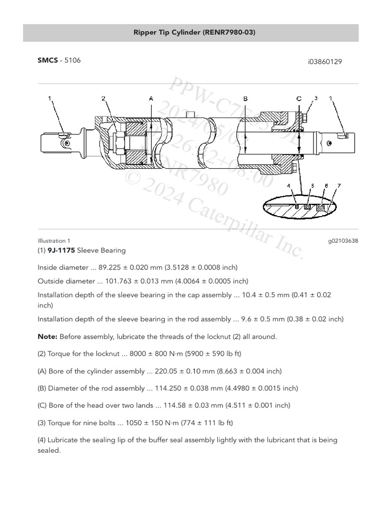 Ripper Tip Cylinder Spec | Download Free PDF | Engine Technology ...
