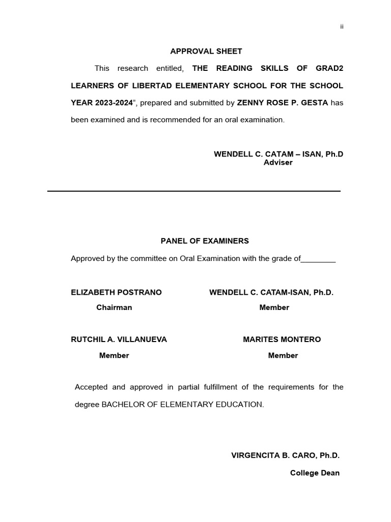 Approval Sheet Zenny | PDF | Behavior Modification | Cognition