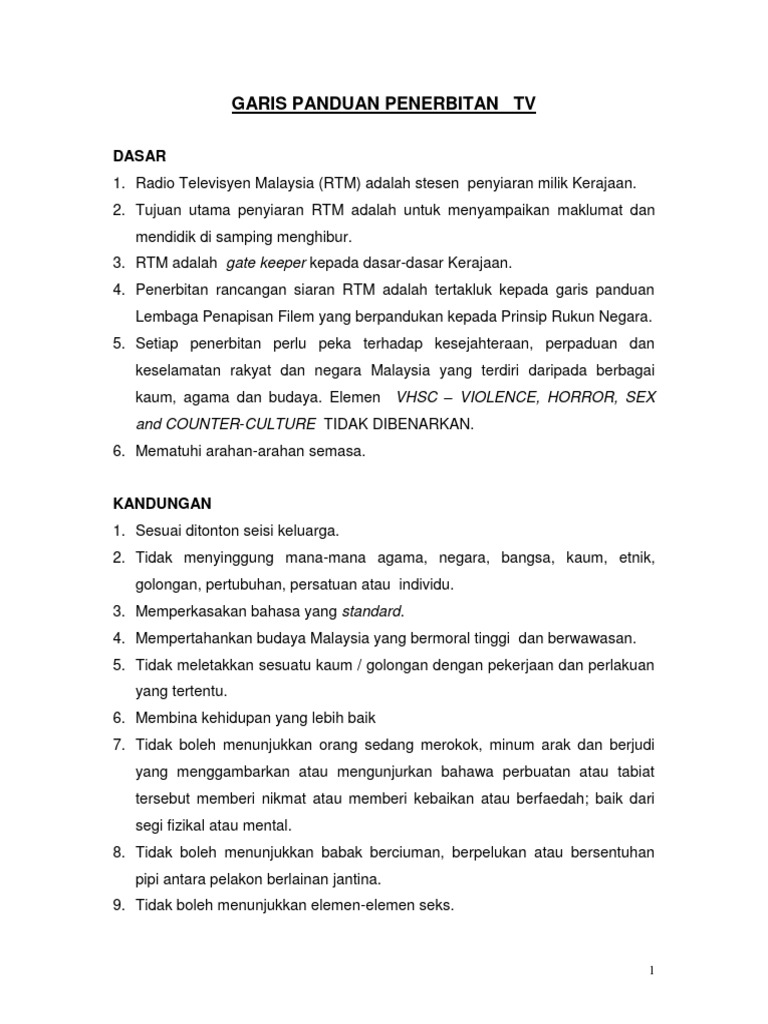 Garis Panduan Penerbitan RTM | PDF