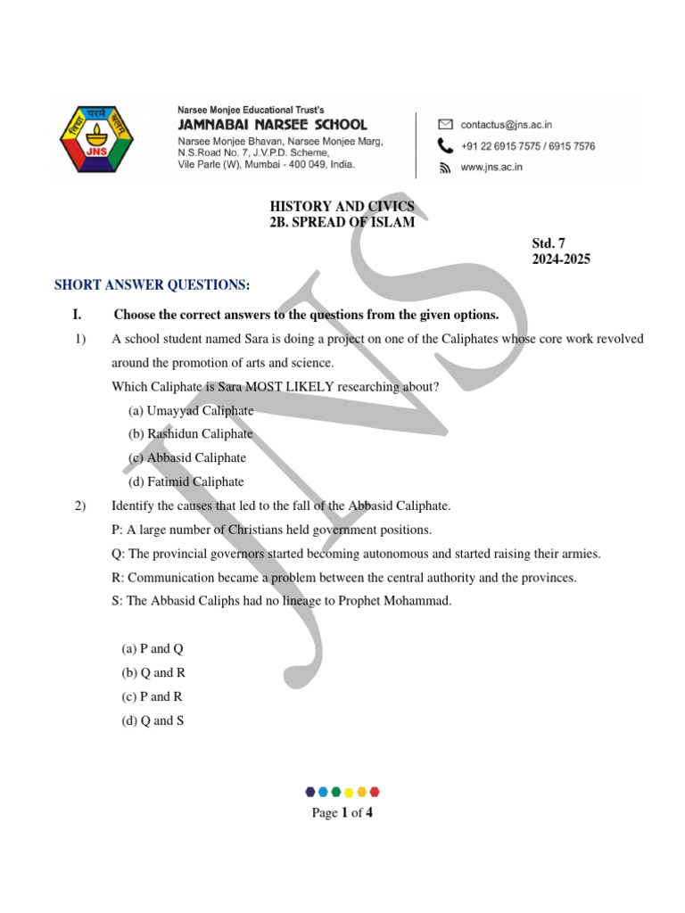 JH EcampusUpload SubjectNote STD 7 HISTORY 2B SPREAD OF ISLAM | PDF ...