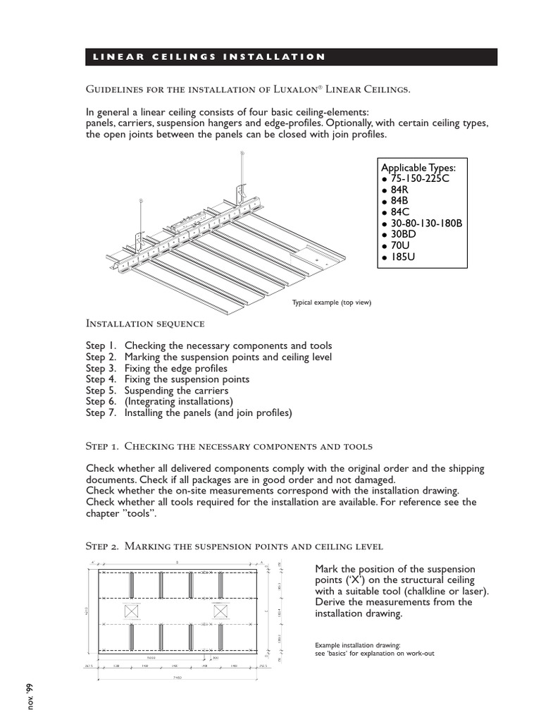 Install Linear Ceilings | PDF | Screw | Equipment