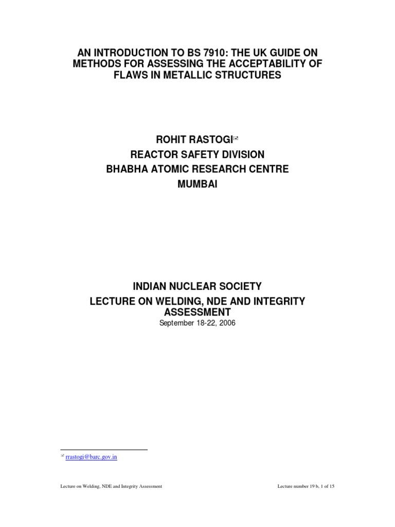 An Introduction To BS 7910 2006 | PDF | Fracture Mechanics ...