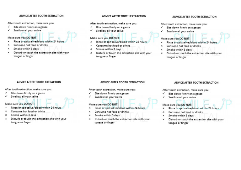Advise After Extraction | PDF | Saliva | Dental Anatomy