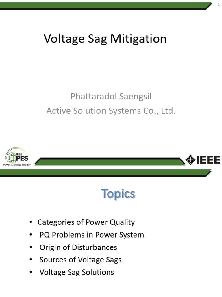 07 Case Studies and Solutions Part 2 - Voltage Sag Mitigation - คุณพัทรดล | PDF | Relay ...