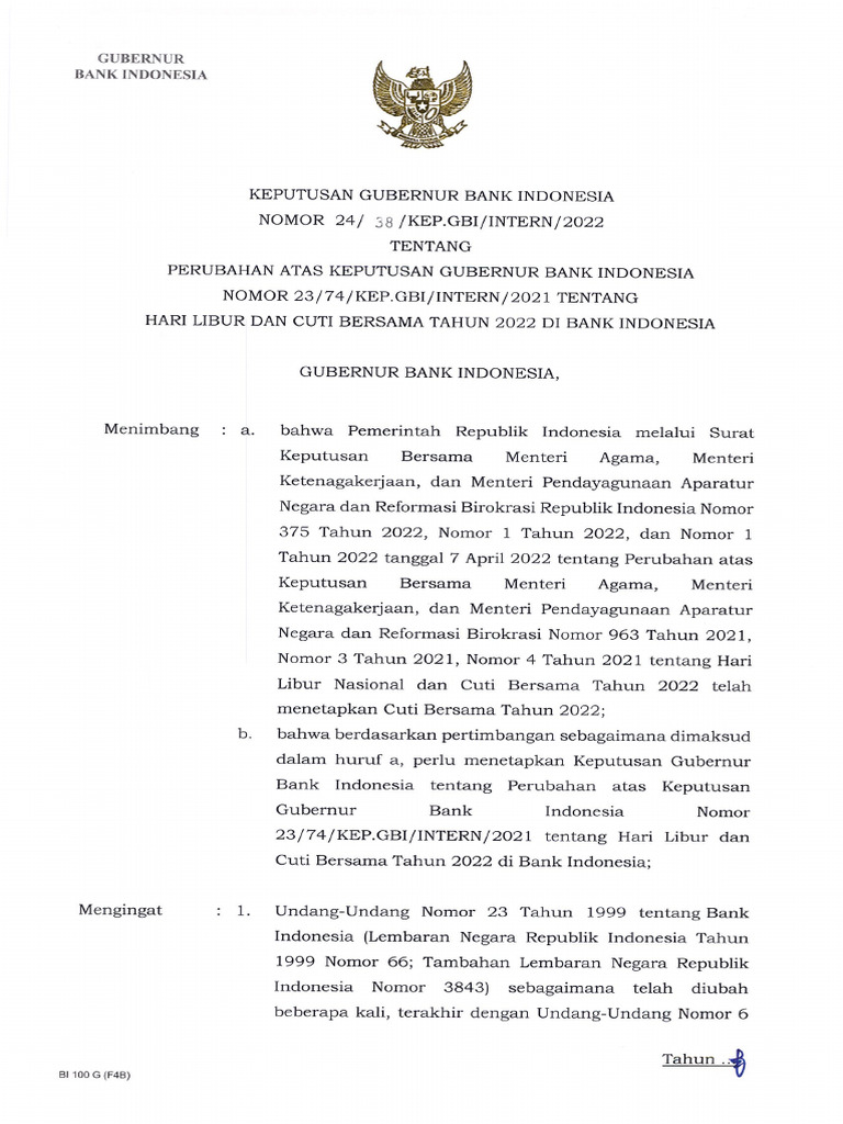 Kep - Gbi 24.38.kep - Gbi.intern.2022 14 April 2022 Tentang Perubahan ...