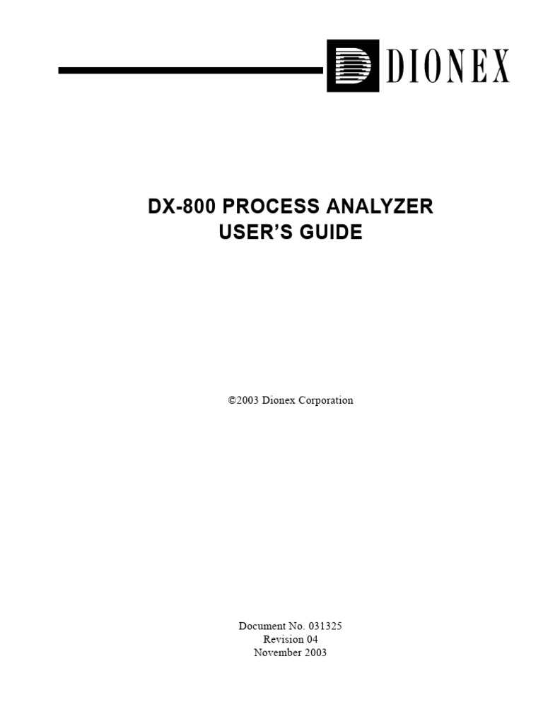 DX-800 Process Analyzer Users Guide | PDF