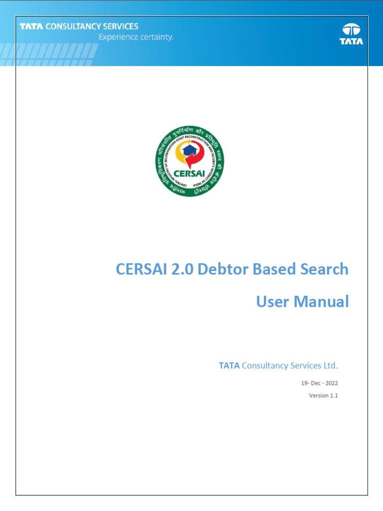 CERSAI 2.0 Debtor Based Search User Manual | Download Free PDF | World ...