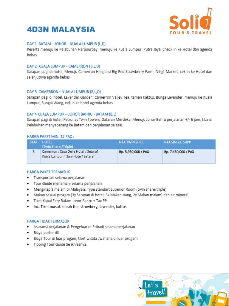 Paket Tour 4D3N Malaysia dari Batam | PDF