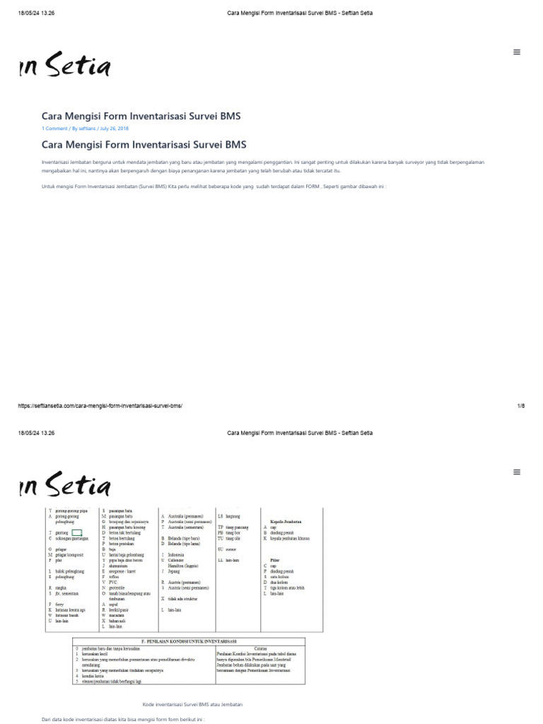 Cara Mengisi Form Inventarisasi Survei BMS - Seftian Setia | PDF
